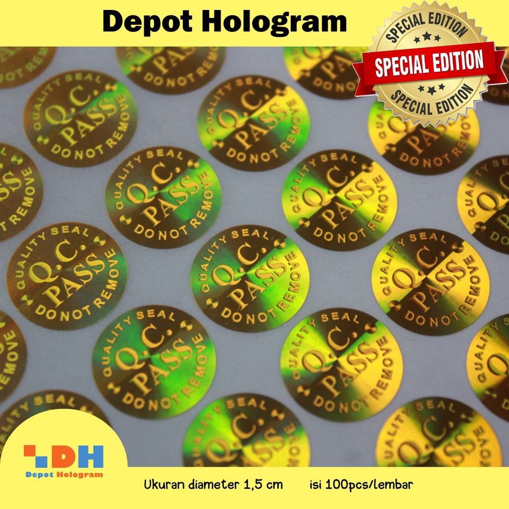 Jual Stiker Hologram 3D QC Passed Gold uk.d. 1,5 cm - segel rusak biasa ...