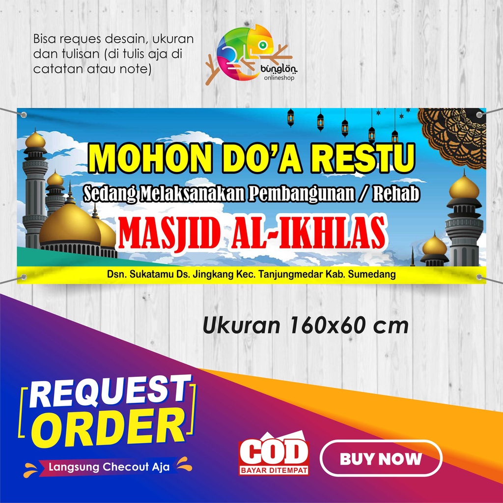 Jual Size 160x60 Cm, Spanduk Banner Rehab Renovasi Masjid | Shopee Indonesia