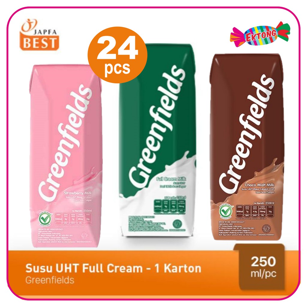 Jual GREENFIELDS UHT 250ML 1 DUS ( ISI 24 PCS ) | Shopee Indonesia