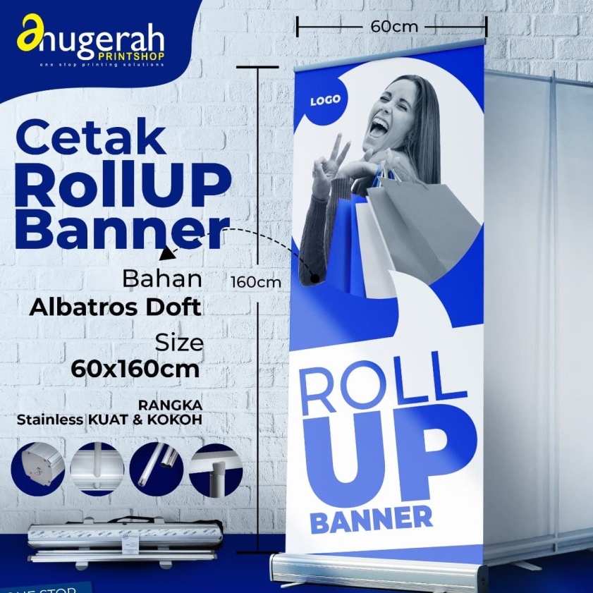 Jual Cetak Roll Up Banner Bahan Albatros Doft Size 60 x 160 - 1 SET -Custom | Shopee Indonesia