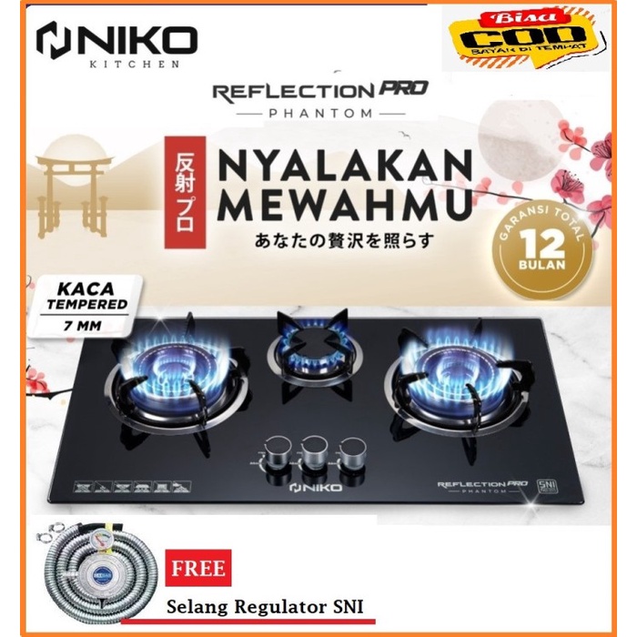Jual KOMPOR GAS NIKO PRO PHANTOM KOMPOR KACATANAM 3 TUNGKU + SELANG GAS ...