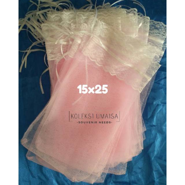 Jual Kantong tile renda pita pembungkus Souvenir L 15 x T 25 cm ...