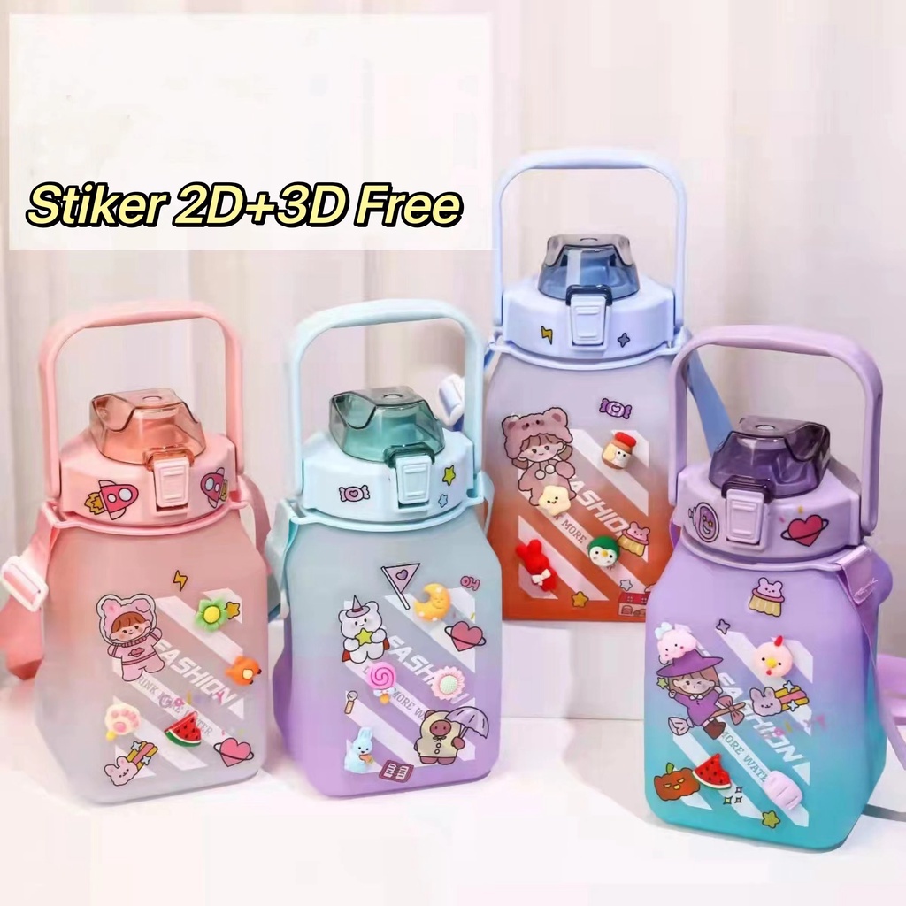 Jual Botol Minum Gemoy Kotak Gradasi Rainbow Viral Murah Warna Pastel ...