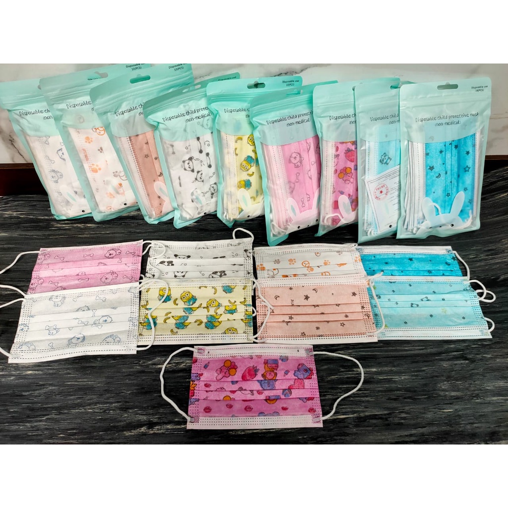 Jual Masker Earloop Anak Karakter 3 Ply 1 Pack Isi 10 Pcs Kemasan ...