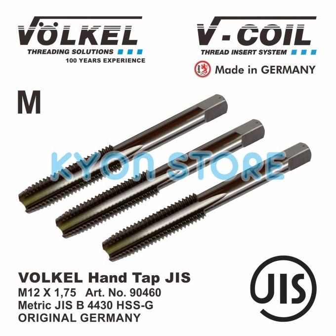 Jual HAND TAP JIS M12 X 1,75 VOLKEL ART. NO. 90460 METRIC JIS B 4430 ...
