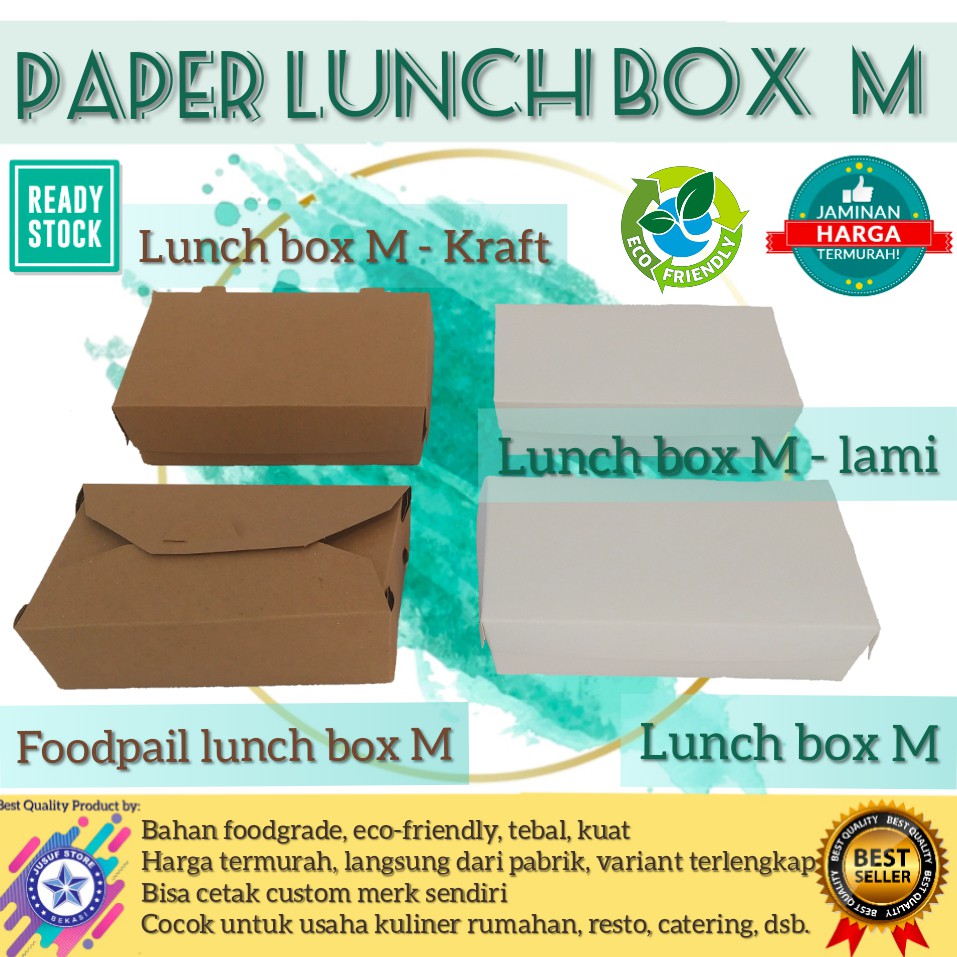 Jual LUNCH BOX PAPER M, PAPER LUNCH BOX M TERMURAH @100PCS | Shopee ...