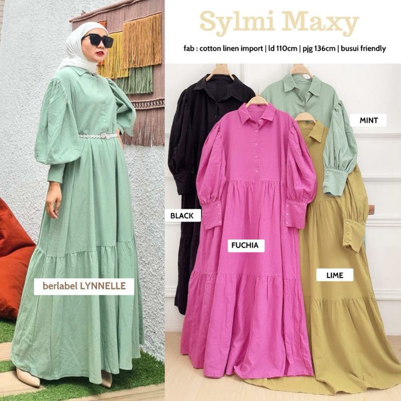 Jual SYLMI MAXY / MAXY DRESS LINEN / DRESS POLOS | Shopee Indonesia