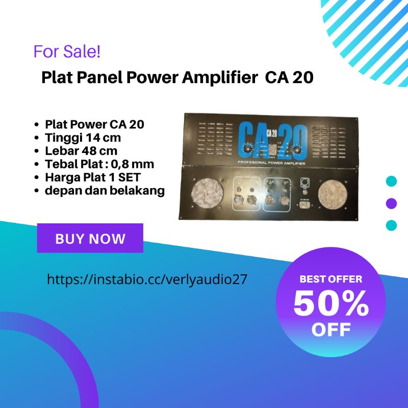 Jual Plat Panel Power Amplifier Stereo CA 20 Depan Belakang Panel Power ...