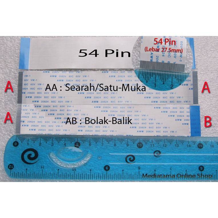 Jual Kabel Flexible AWM 54 Pin Pitch 0.5mm (Lebar 27.5m) FFC Ribbon T ...