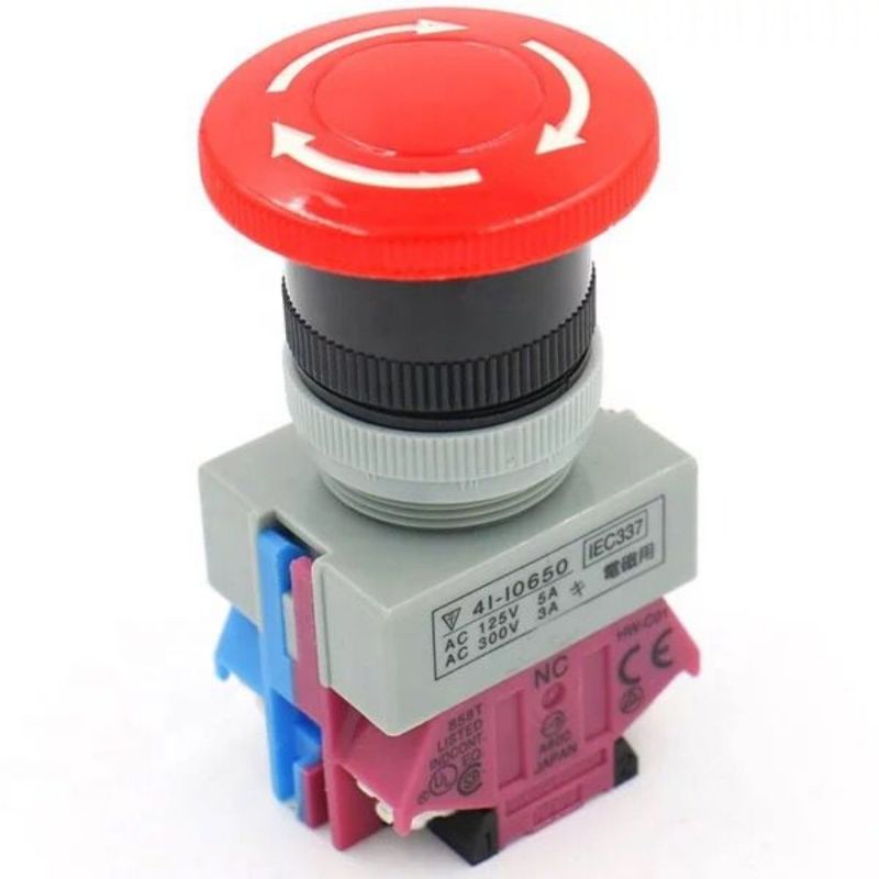 Jual EMERGENCY BUTTON 22MM Y090 NO/NC MUSHROOM STOP PUSH BUTTON SWITCH ...