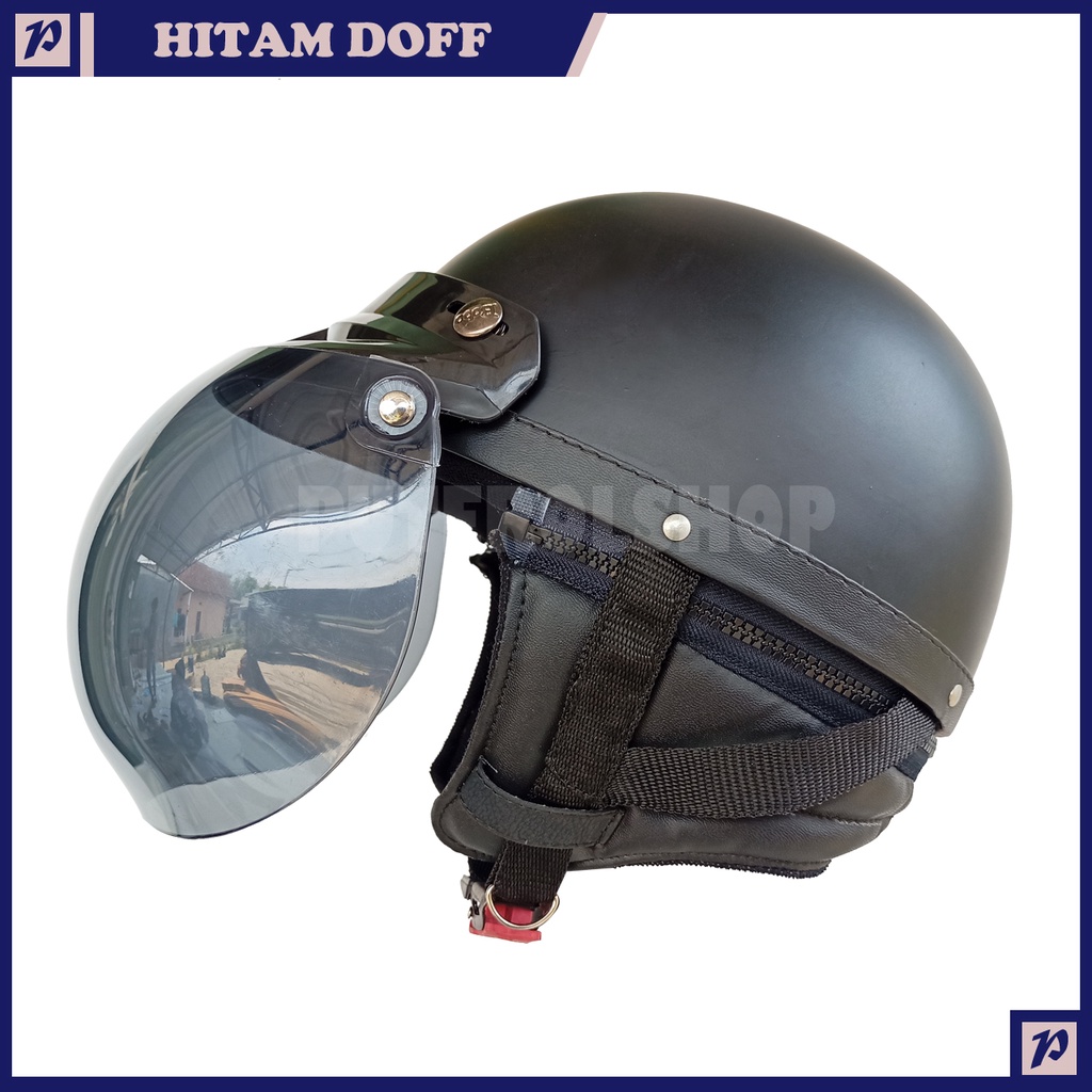 Jual CL3 Helm klasik Warna Hitam Doff Club Dewasa Resleting | Shopee ...
