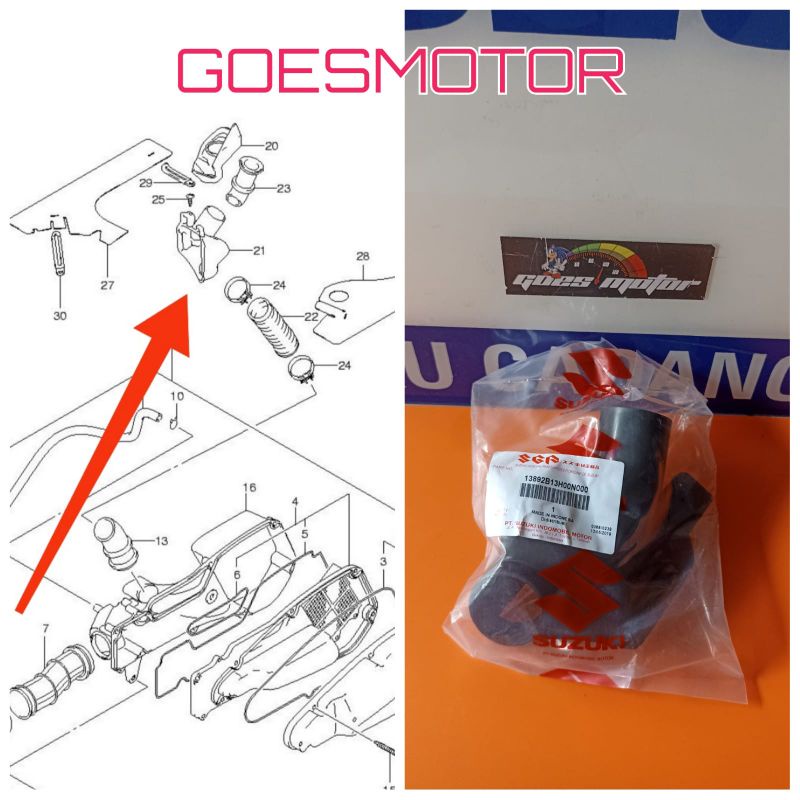 Jual DUCT AIR CLEANER INLET CORONG FILTER SUZUKI SKYWAVE HAYATE ...