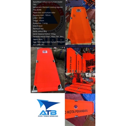 Jual velbed alumunium filamient double coating TNI, standar BNPB , TNI ...