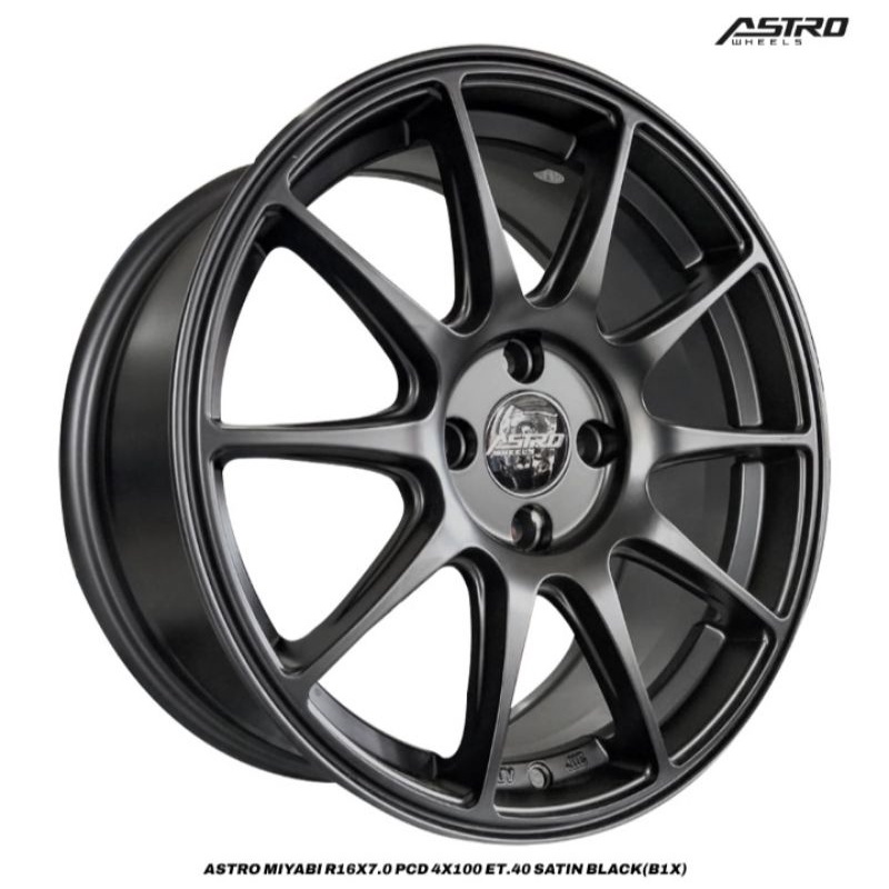 Jual Velg Mobil ASTRO Wheels Miyabi R16x7.0 Pcd 4x100 ET40 Satin Black ...