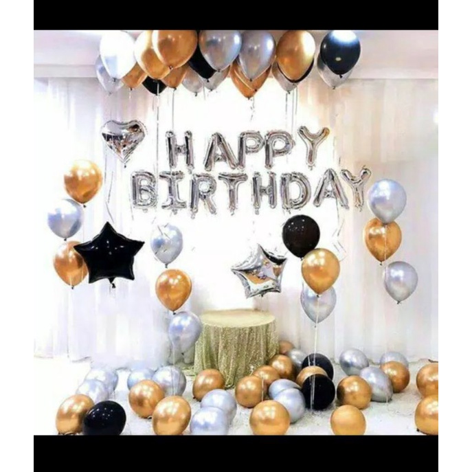 Jual Paket balon Hbd Silver Black | Shopee Indonesia