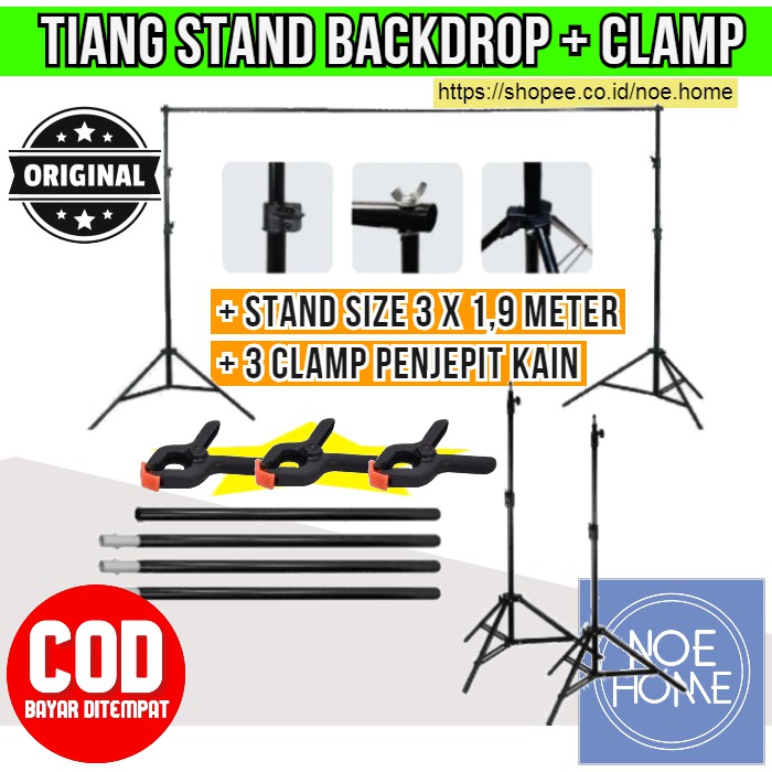 Jual Stand Background Green Screen Tiang Backdrop Foto Studio Paket ...
