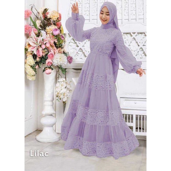 Jual Baju Pesta Wanita Muslim Kondangan Brukat Mewah Elegan Gaun Muslimah Terbaru 2021 2022 Maxy ...