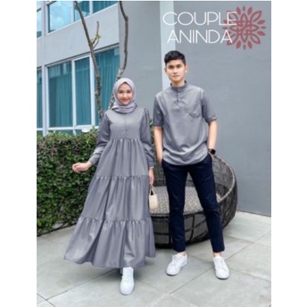 Jual Baju Gamis Couple Kondangan Mewah Pasangan Keluarga Kapel Suami ...