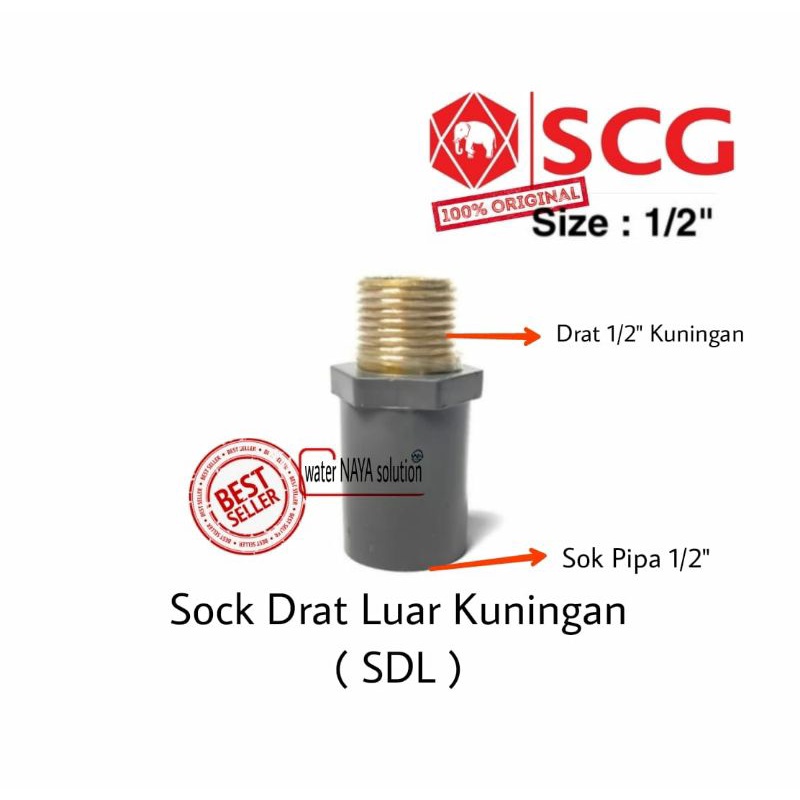 Jual Sok Drat Luar /SDL Kuningan 1/2"(SCG) | Shopee Indonesia