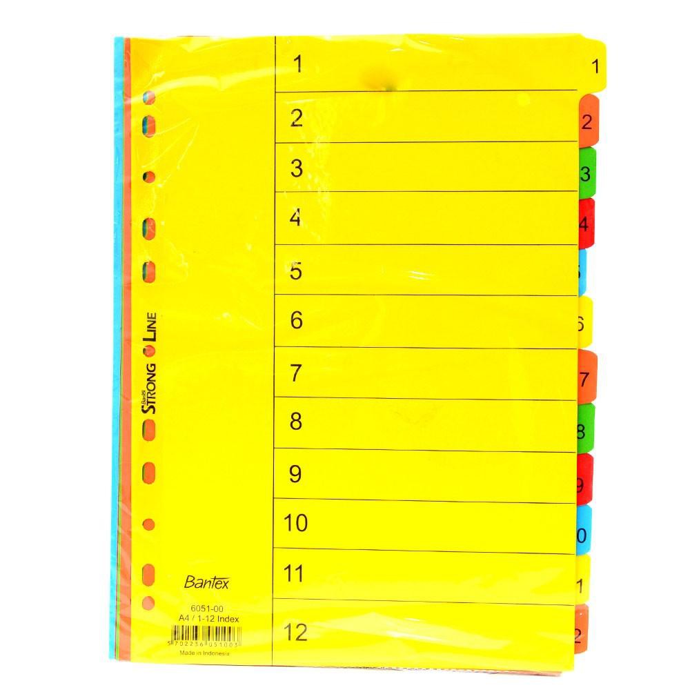 Jual Bantex divider A4 bahan cardboard 1-12 - ref.6051 | Shopee Indonesia