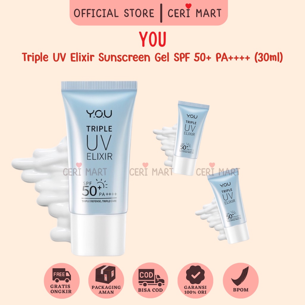 Jual YOU Triple UV Elixir Sunscreen Gel SPF 50+ PA++++ [UBA UVB Blue Light Protection] Y.O.U ...