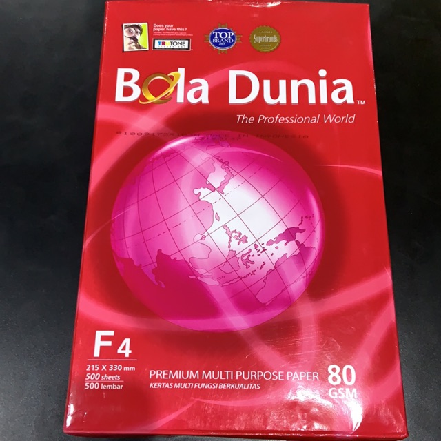 Jual Bola Dunia Hvs Folio F4 80 Gr 1 Rim Kertas Print Kuliah | Shopee ...