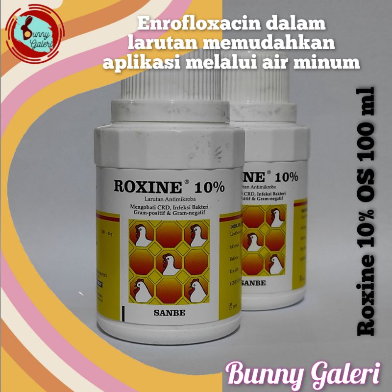 Jual ROXINE OS 10% kemasan 100 ml, antibiotika Enrofloxacin dengan ...