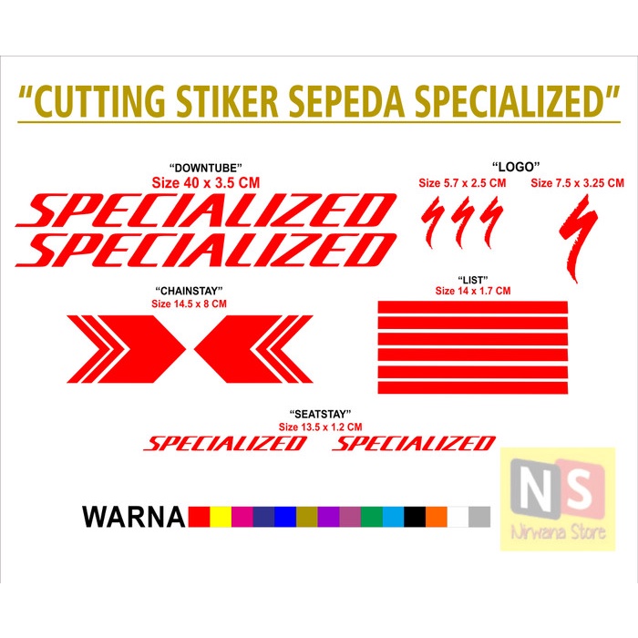 Jual Gilaa!!! Stiker Specialized Decal Cutting Sticker Sepeda V1 ...