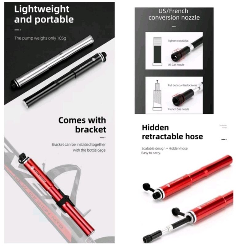 Jual CYCLINGBOX Pompa Angin Ban Sepeda Portable 120 Psi Hand Pump ...