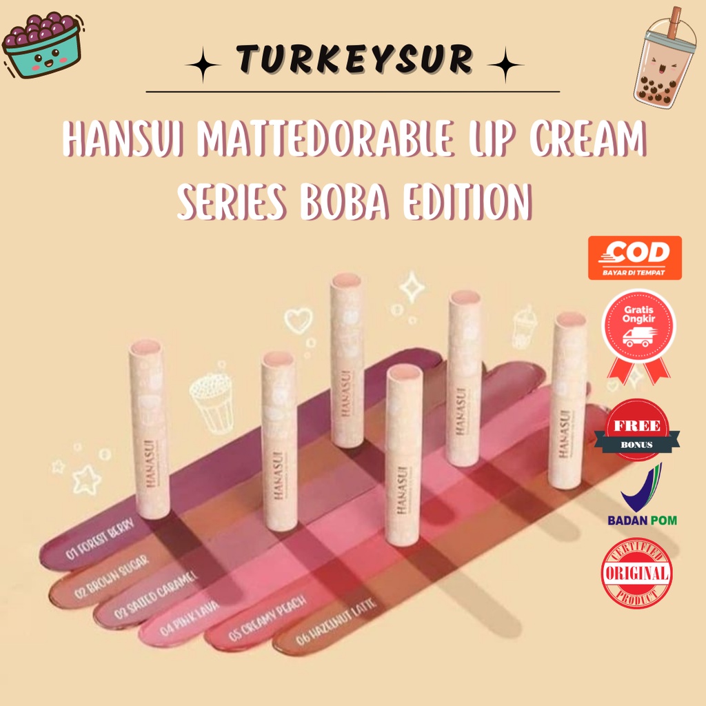 Jual Hanasui Mattedorable Lip Cream Series BOBA EDITION Lip Cream ...