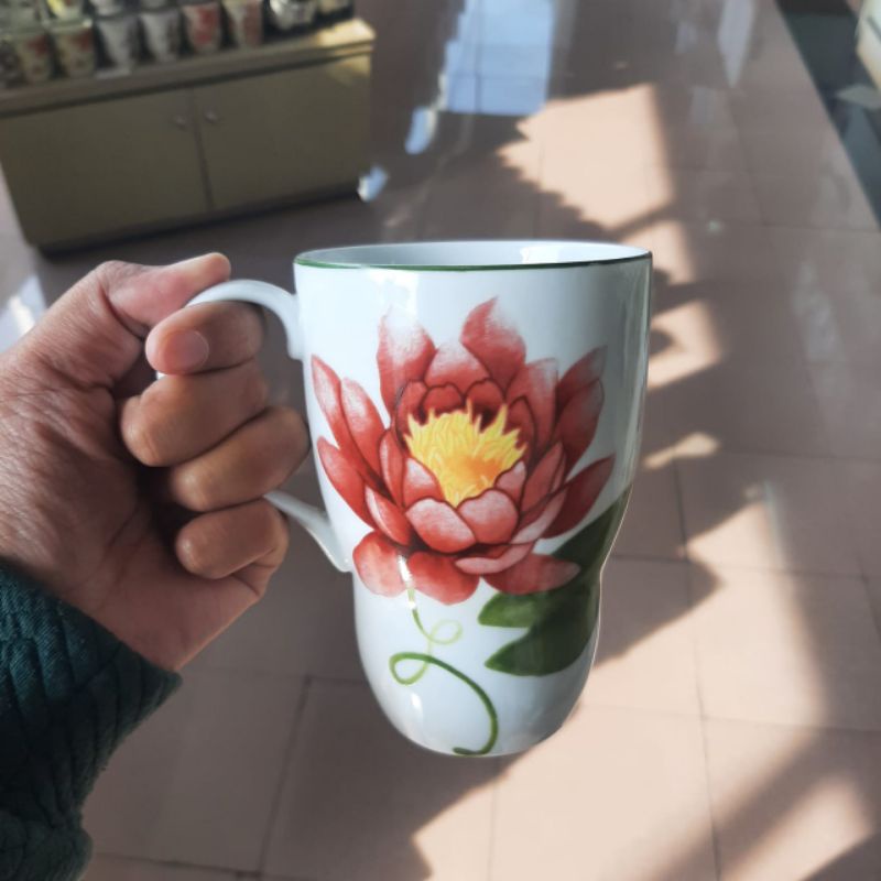Jual FLOWER MUG JUMBO GELAS KERAMIK SANGO MOTIF BUNGA CANTIK KOLEKSI ...