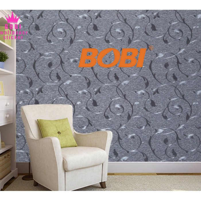 Jual Wallpaper Sticker Motif Ranting Melingkar Samar Abu 81007-F7 ...