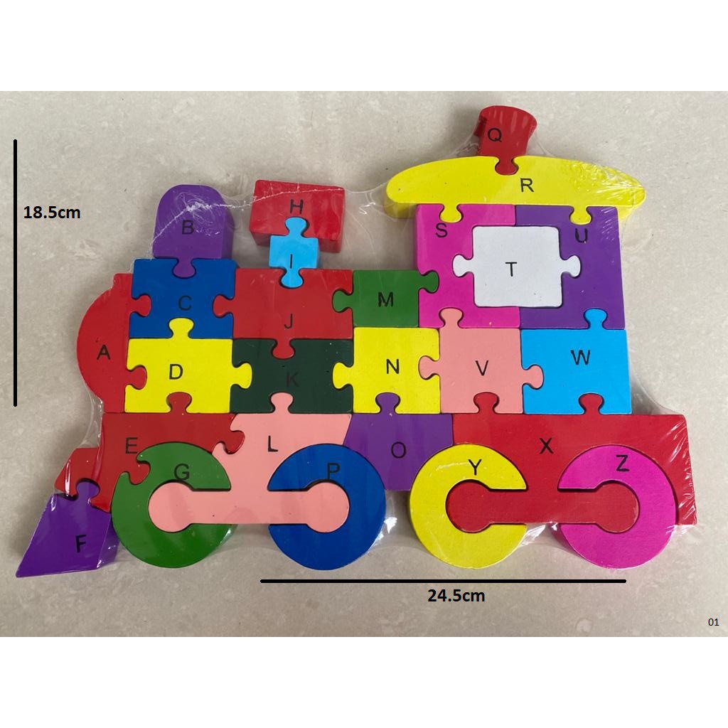 Jual Wooden Puzzle / Puzzle Kayu Huruf dan Abjad - Kereta Api | Shopee ...