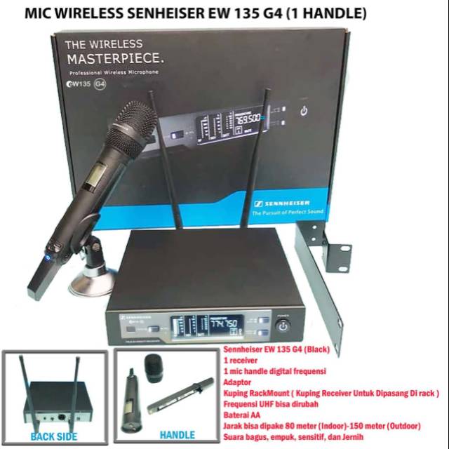 Jual Mic Vocal Wireless Sennheiser EW135 G4 Single Handle Multi Channel ...