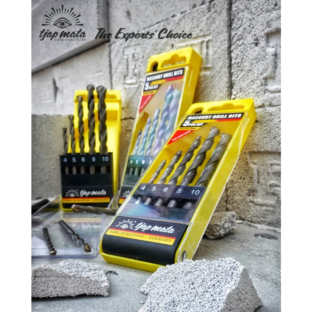 Jual TJAP MATA CAP MATA Mata Bor Beton TEMBOK SET 5 PCS 4 5 6 8 10 MM ...