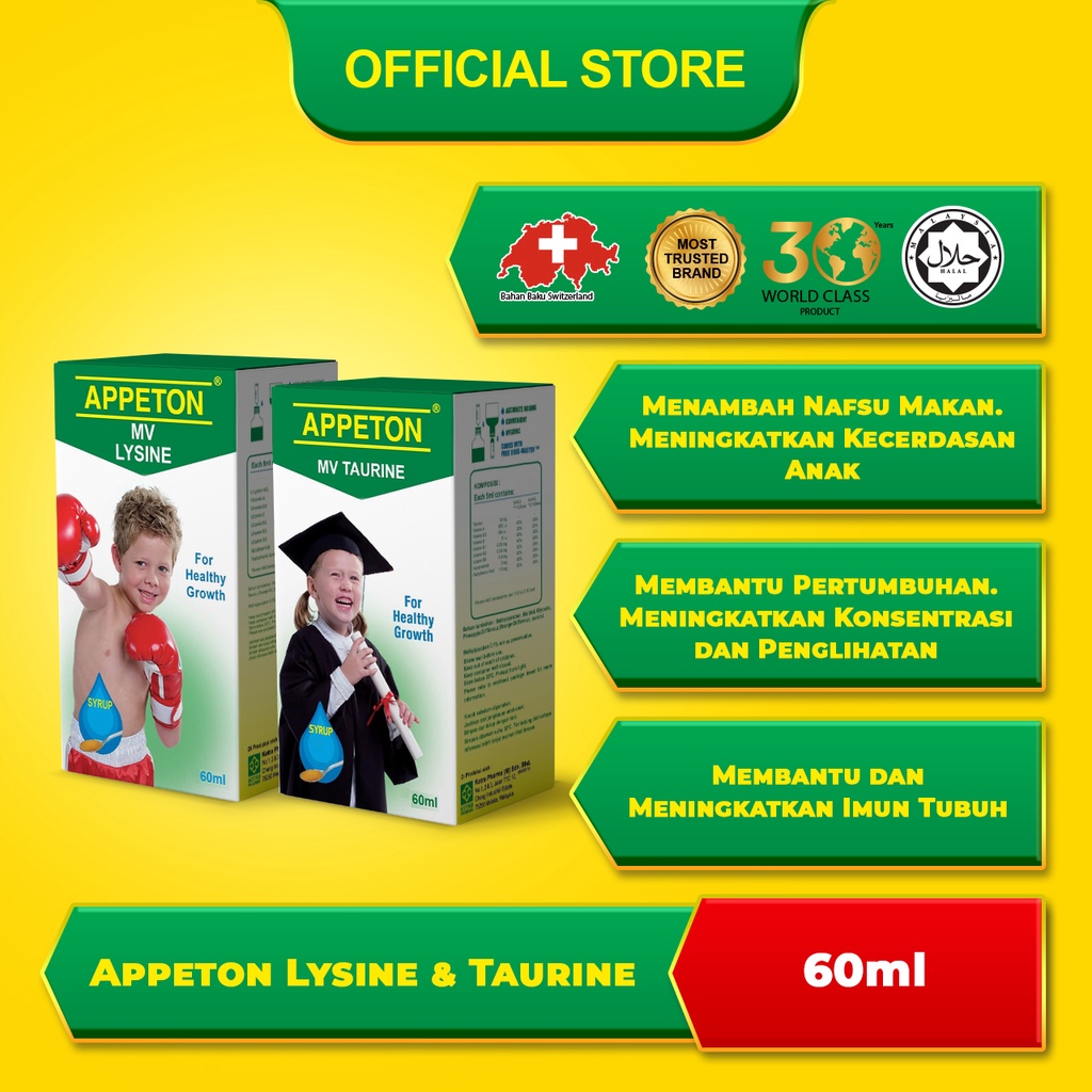 Jual Appeton Lysine+ Appeton Taurine Syrup 60 ml | Shopee Indonesia