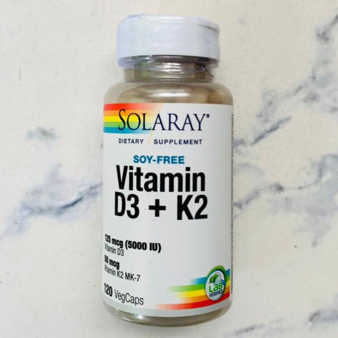 Jual Solaray D3 5000IU +K2 MK-7 50 mcg, 120 VegCaps | Shopee Indonesia