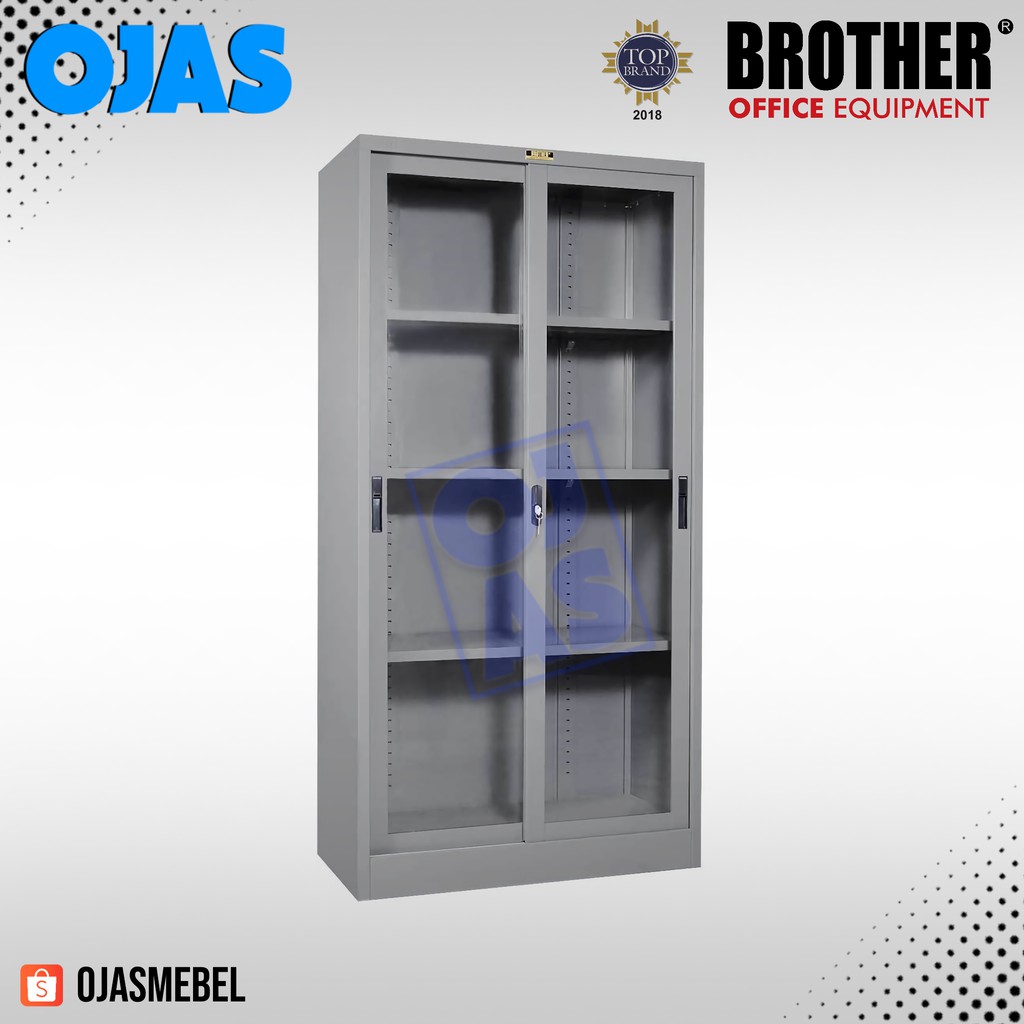 Jual Lemari Arsip Besi Tinggi Pintu Sliding Kaca Brother B304 | Shopee ...