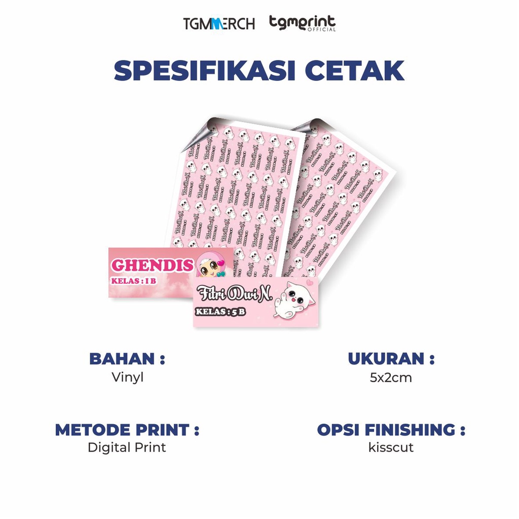 Jual TGM MERCH - Cetak Custom Stiker nama anak/Label buku Sekolah ...
