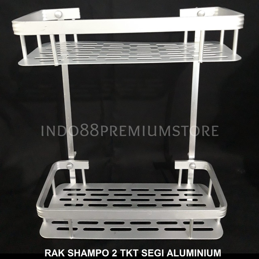 Jual RAK SABUN SHAMPOO 2 TINGKAT PETAK ALUMINIUM SELF | Shopee Indonesia