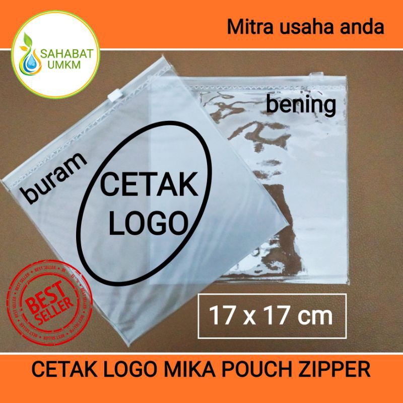 Jual Mika pouch zipper size 17x17cm cetak sablon 200 pcs 1 warna 1 muka ...