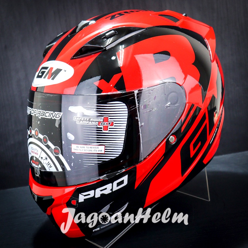 Jual GM Helm Race Pro ZR650 BLACK RED Single Visor Motif | Shopee Indonesia