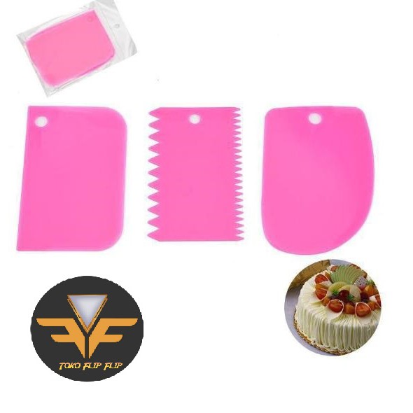 Jual Scraper Kue Plastik 3 in 1 / Pemotong Adonan Kue / Alat Adonan Kue ...