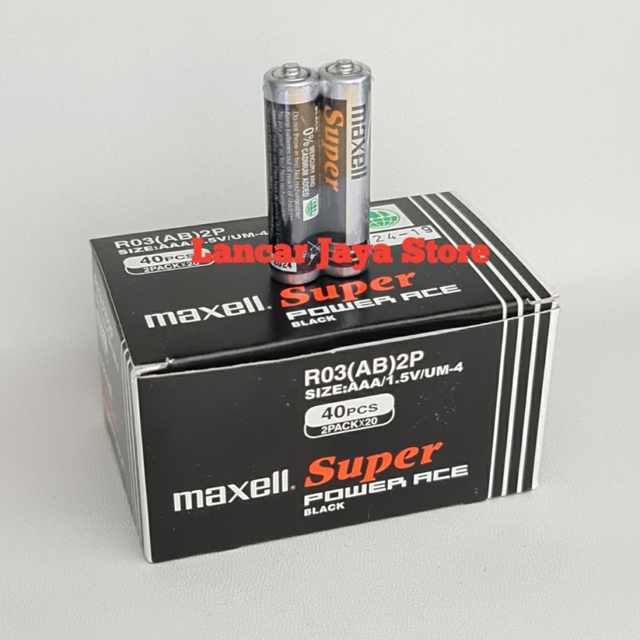 Jual Baterai Maxell Super Power ace Black R03(AB)2P AAA (A3) 1,5V ...