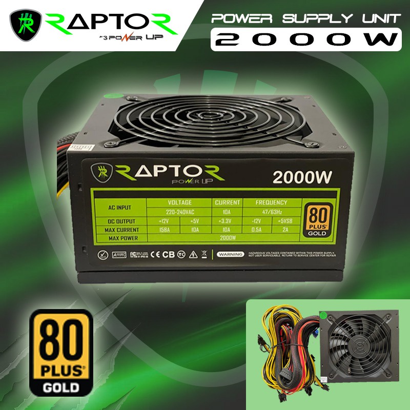 Jual RAPTOR PSU 2000W 80 PLUS GOLD 3 Power Up - PSU Murah - Best Seller ...