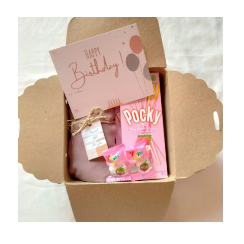 Jual [Pink] Gift Box Kubus with Pocky Paket Hadiah Ulang Tahun Wisuda ...