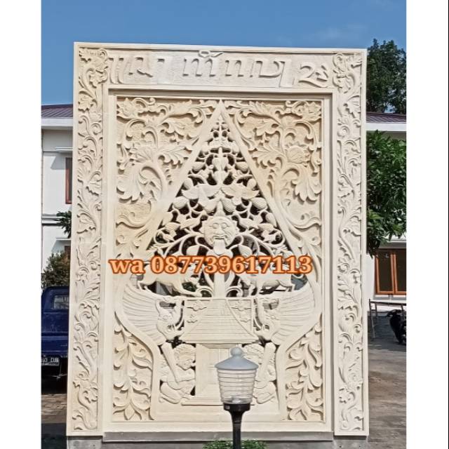 Jual kerajinan batu ukir hiasan dinding relief ornamen loster dekorasi ...