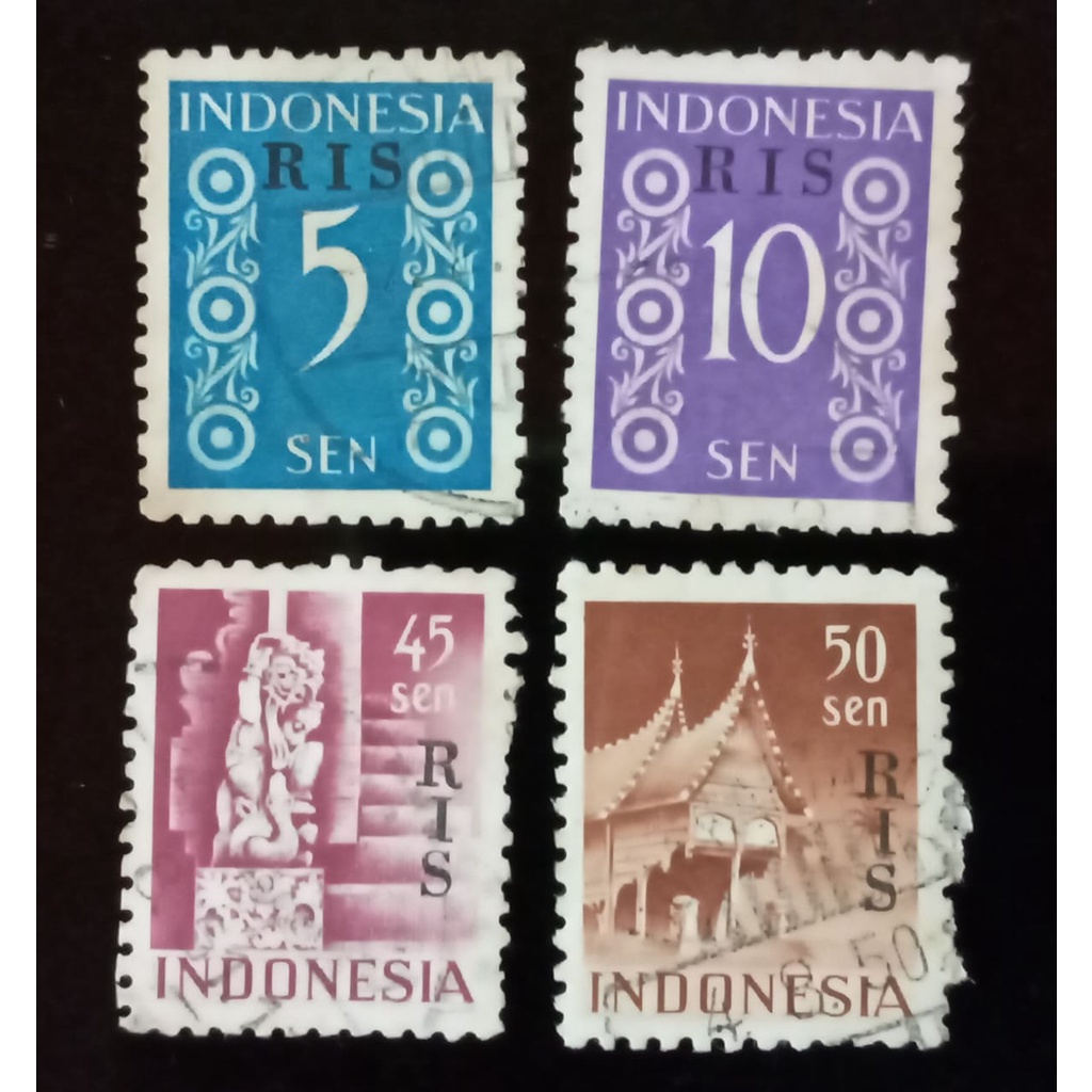 Jual Perangko Indonesia 5, 10, 45, 50 Sen Cetak Tindih RIS (Republik ...
