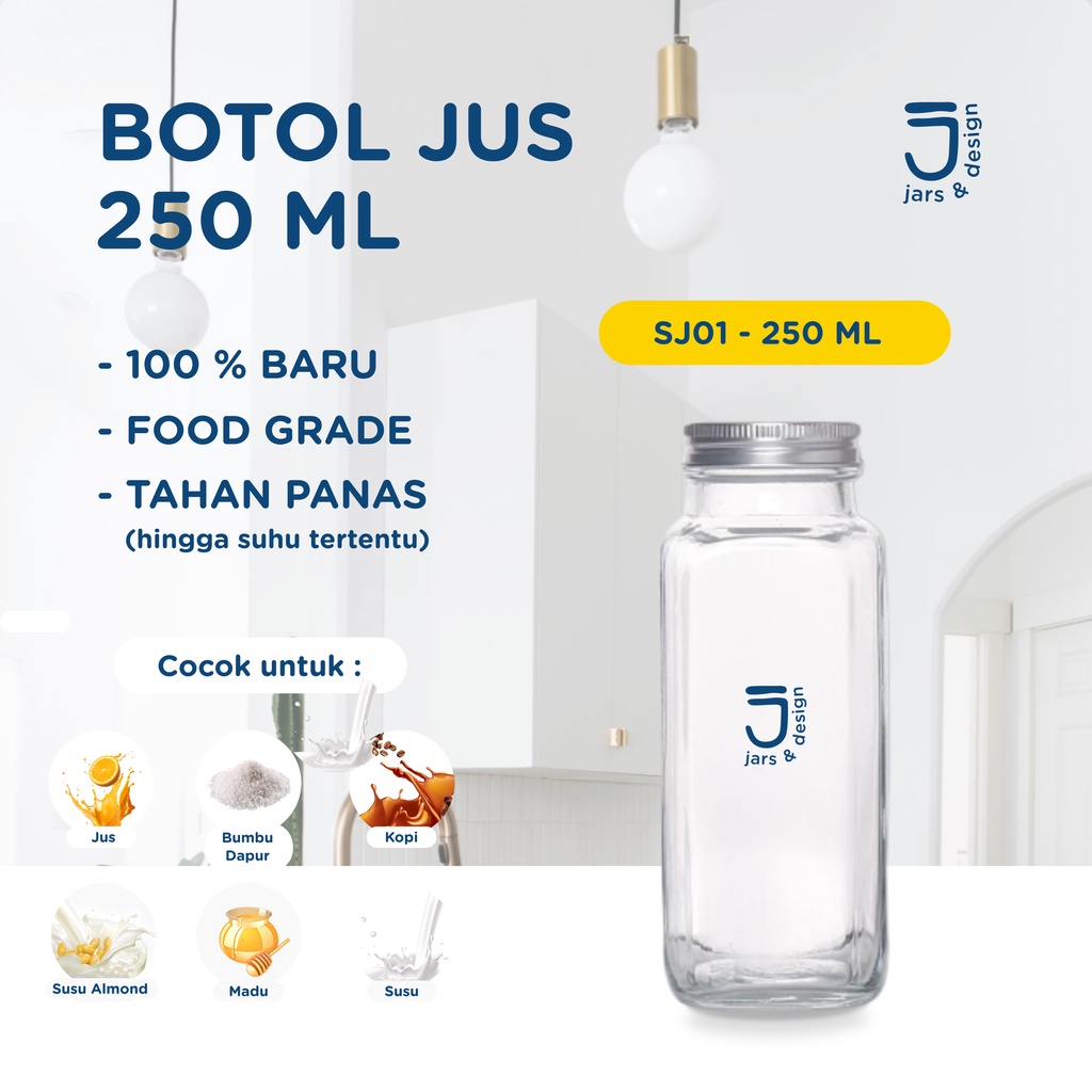 Jual SJ01 - Square Juice 250ml / Botol Kaca Kotak 250ml | Shopee Indonesia