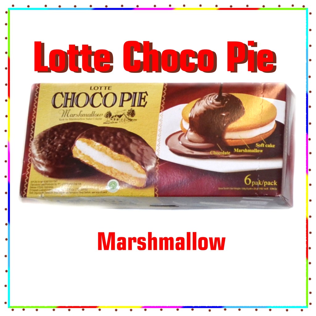 Jual lotte choco pie 6pack marsmallow PIE RASA COKELAT lote chocopie ...